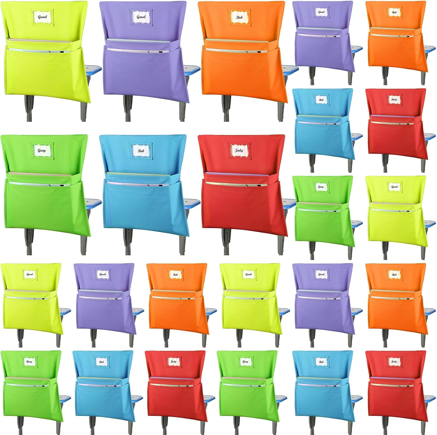 Amazon.com: Talltalk Classroom Chair Pockets with 2 Heavy Duty Student ...