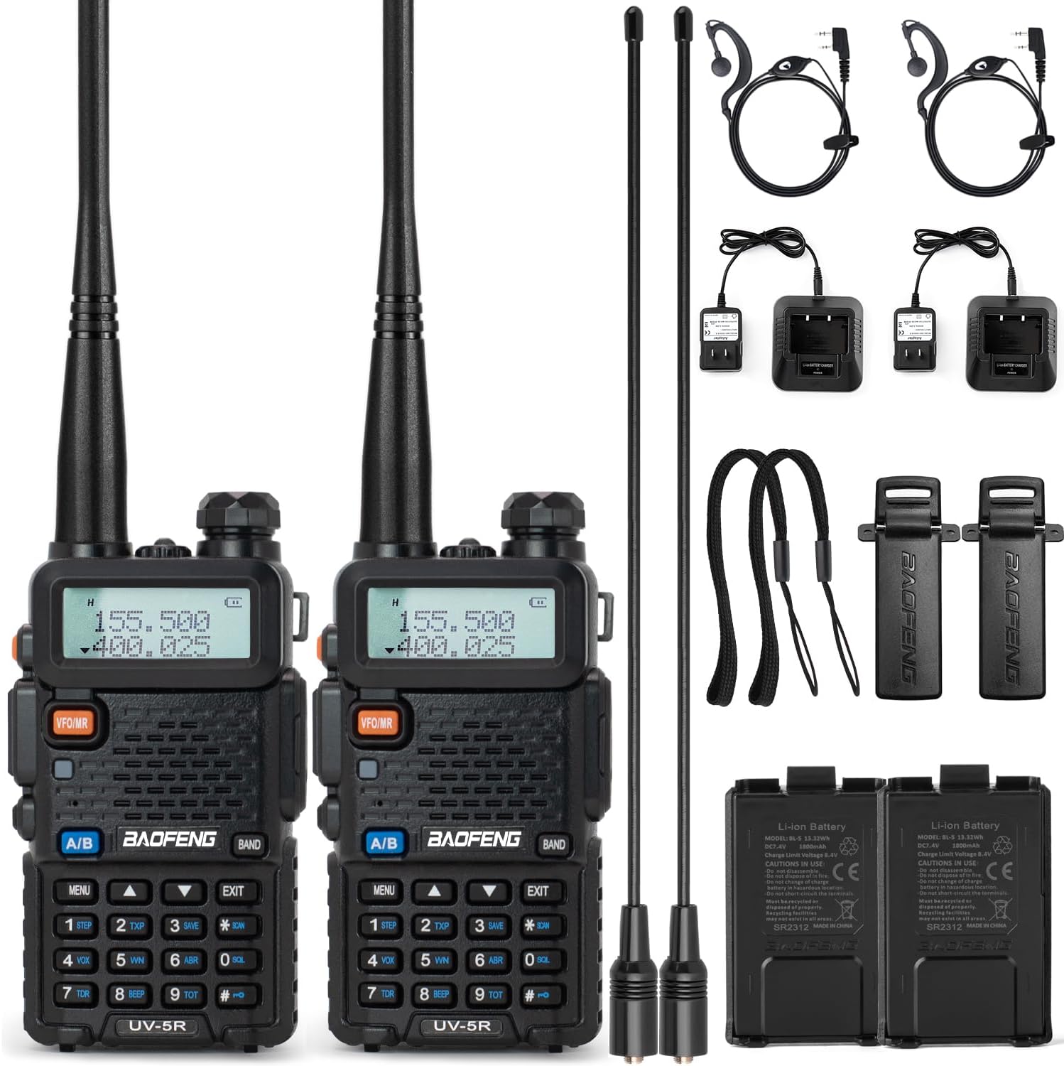 Amazon.com: BAOFENG UV-5RM Radio 2Pack, Long Rang Handheld Ham Radios ...