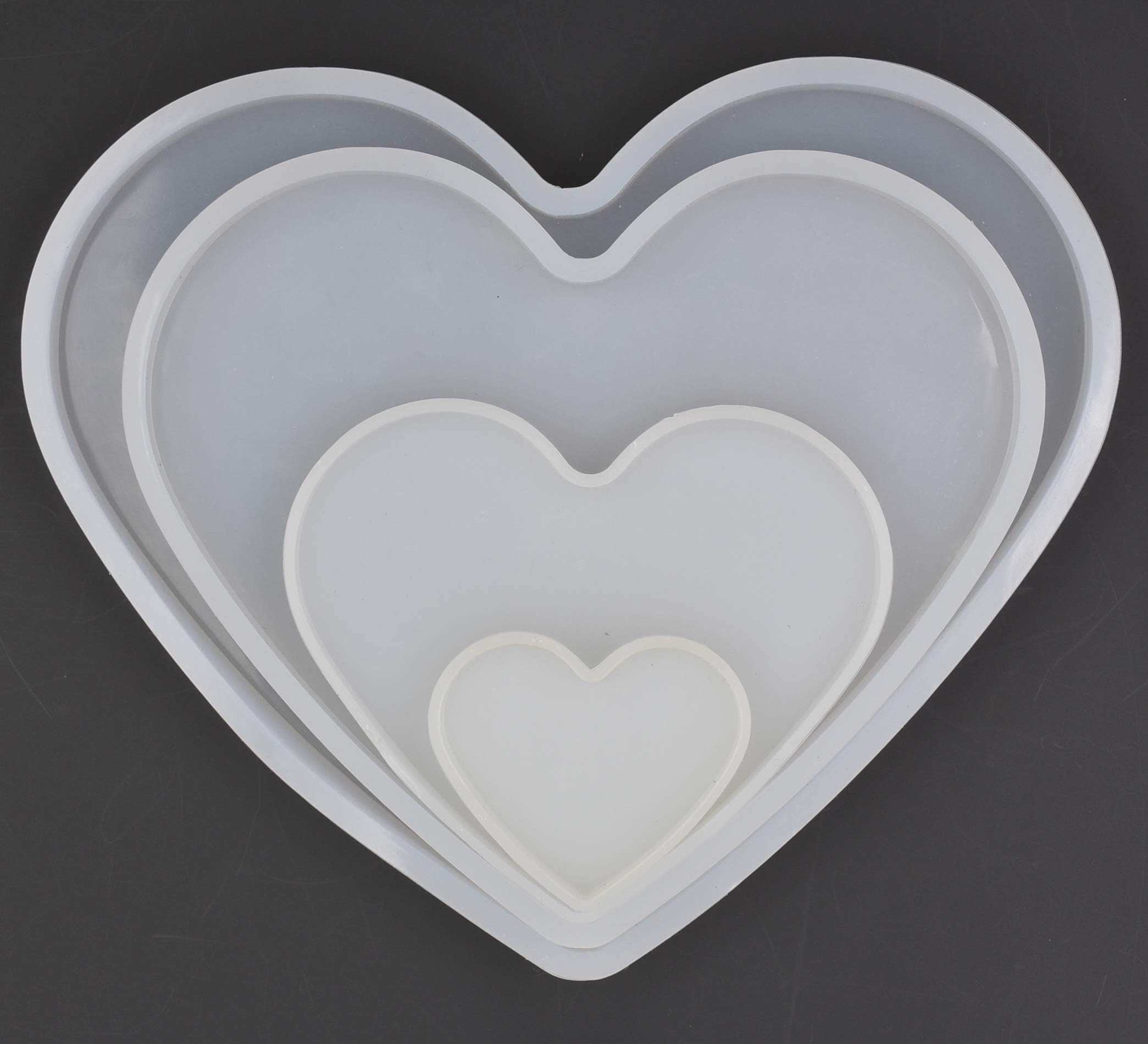 Amazon.com: 4Set Love Heart Shape Epoxy Mold Size 18cm, 15cm, 10cm, 5 ...