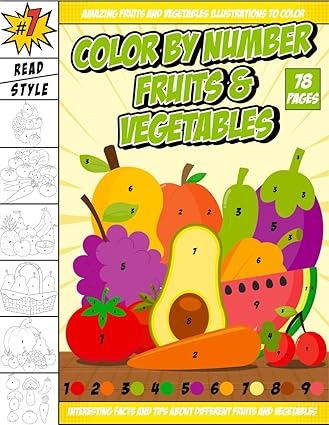 Amazon.com: color by number of fruits and vegetables: a coloring book ...