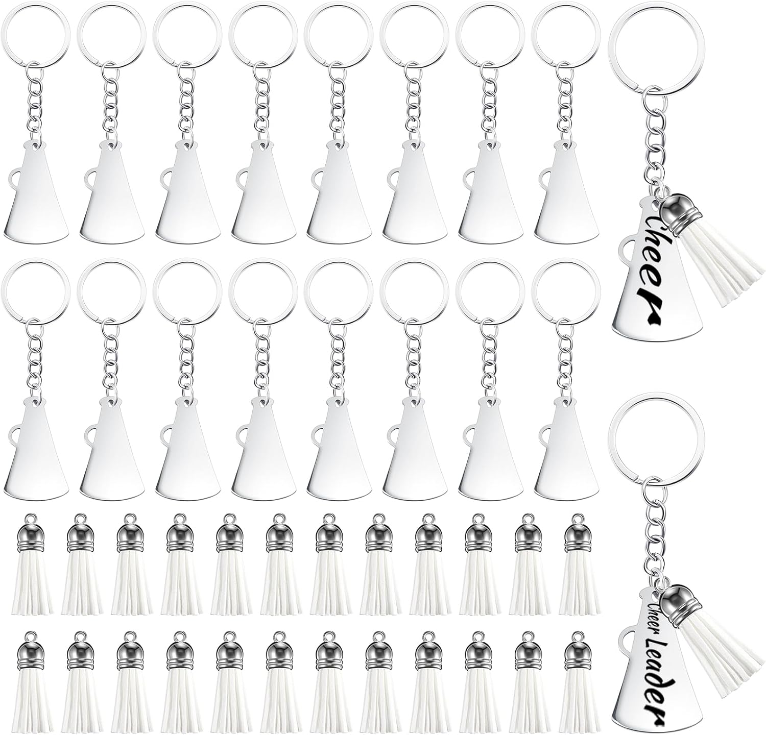 Amazon.com: Equsion 48 Pcs Metal Cheer Megaphone Key Chains with 24 ...