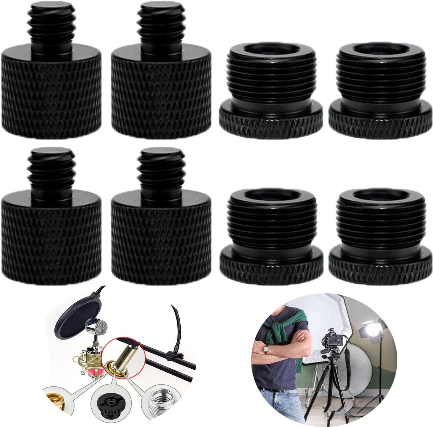 Amazon.com: 8pcs Mic Stand Adapters Mic Thread Adapter Set, 5/8 Female ...