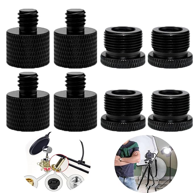 8pcs Mic Stand Adapters Mic Thread Adapter Set, 5/8 Female to 3/8 Male ...