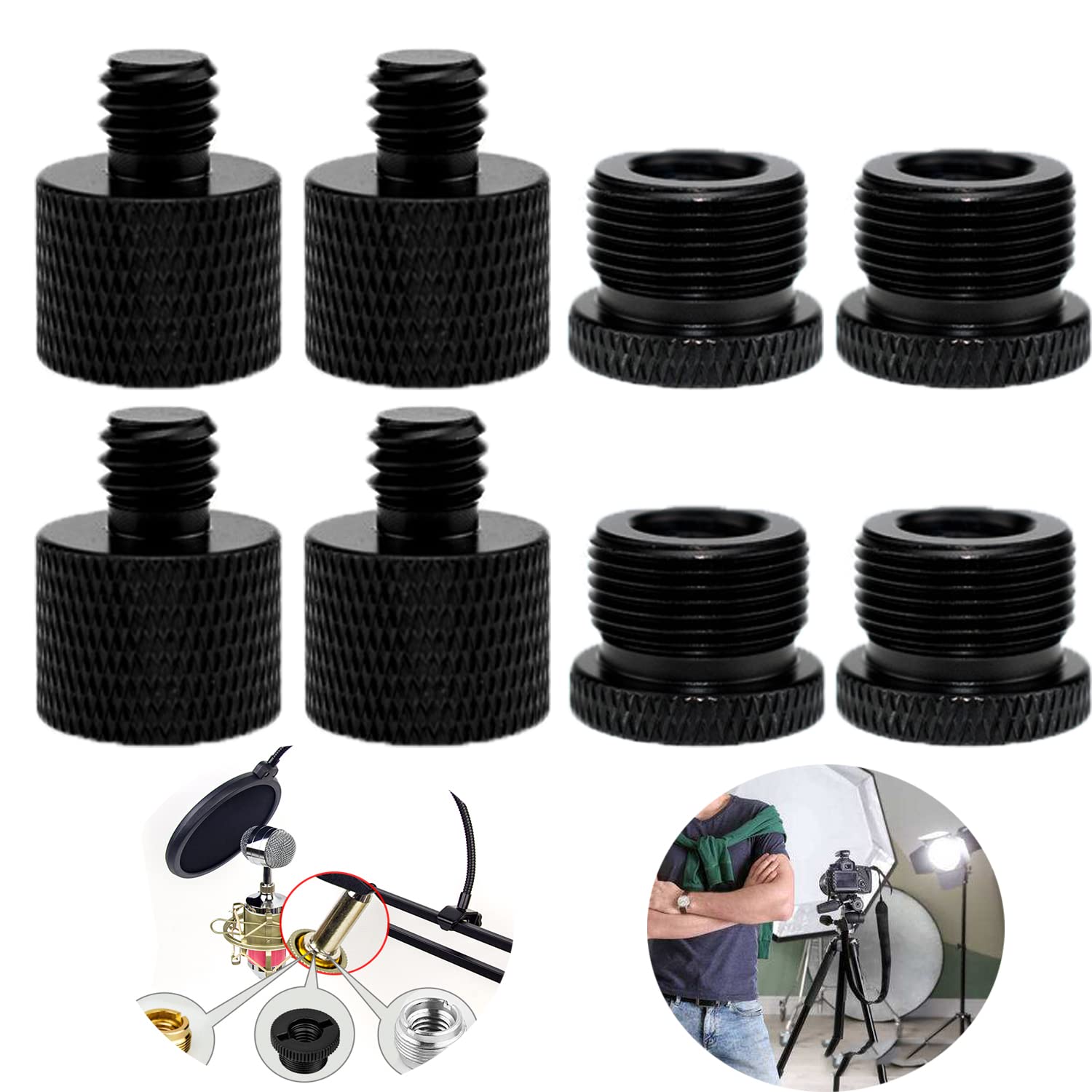 Amazon.com: 8pcs Mic Stand Adapters Mic Thread Adapter Set, 5/8 Female ...