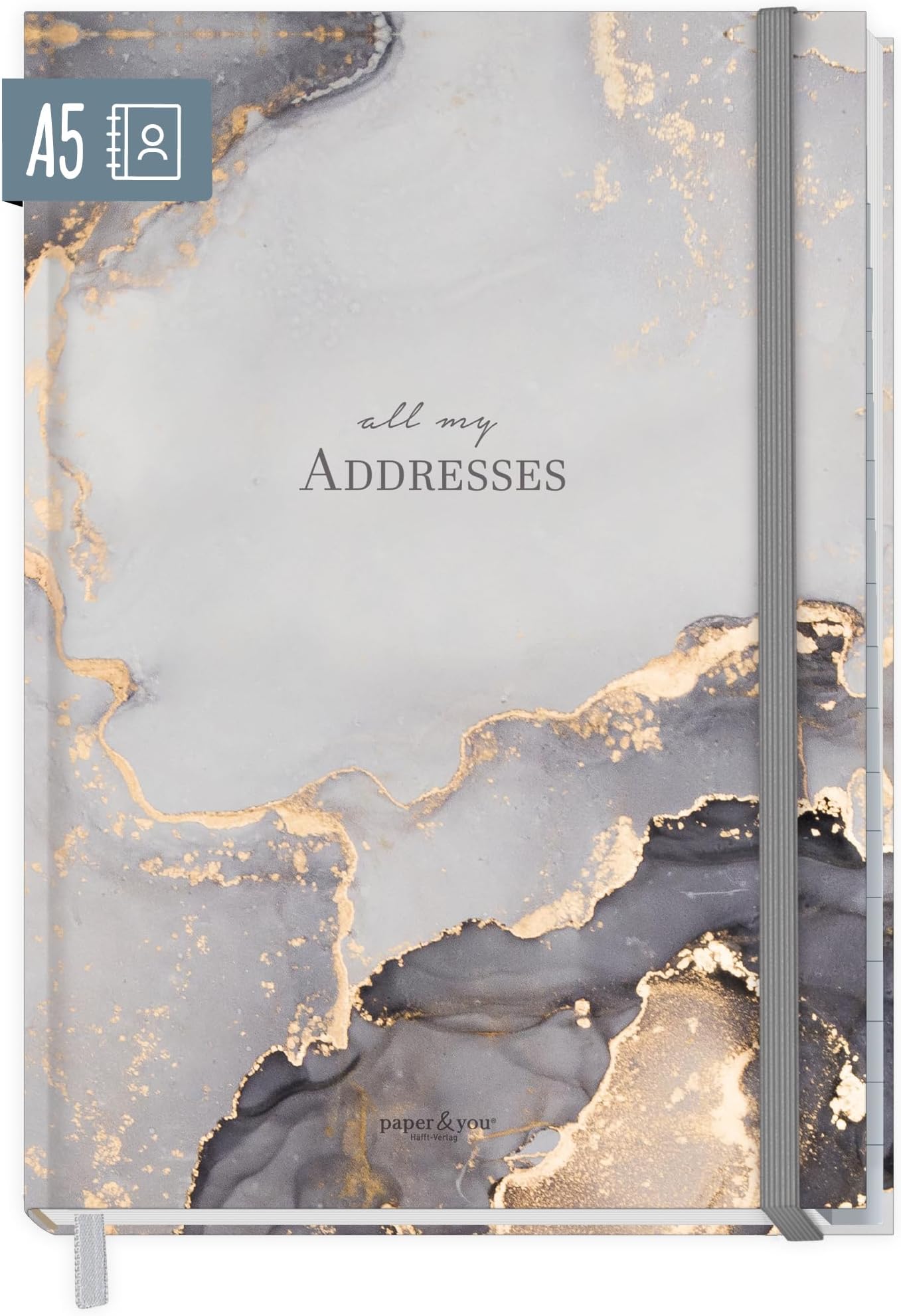 paper&you® Carnet d'adresses A5 avec onglets A-Z [feuille d'or] Livre ...
