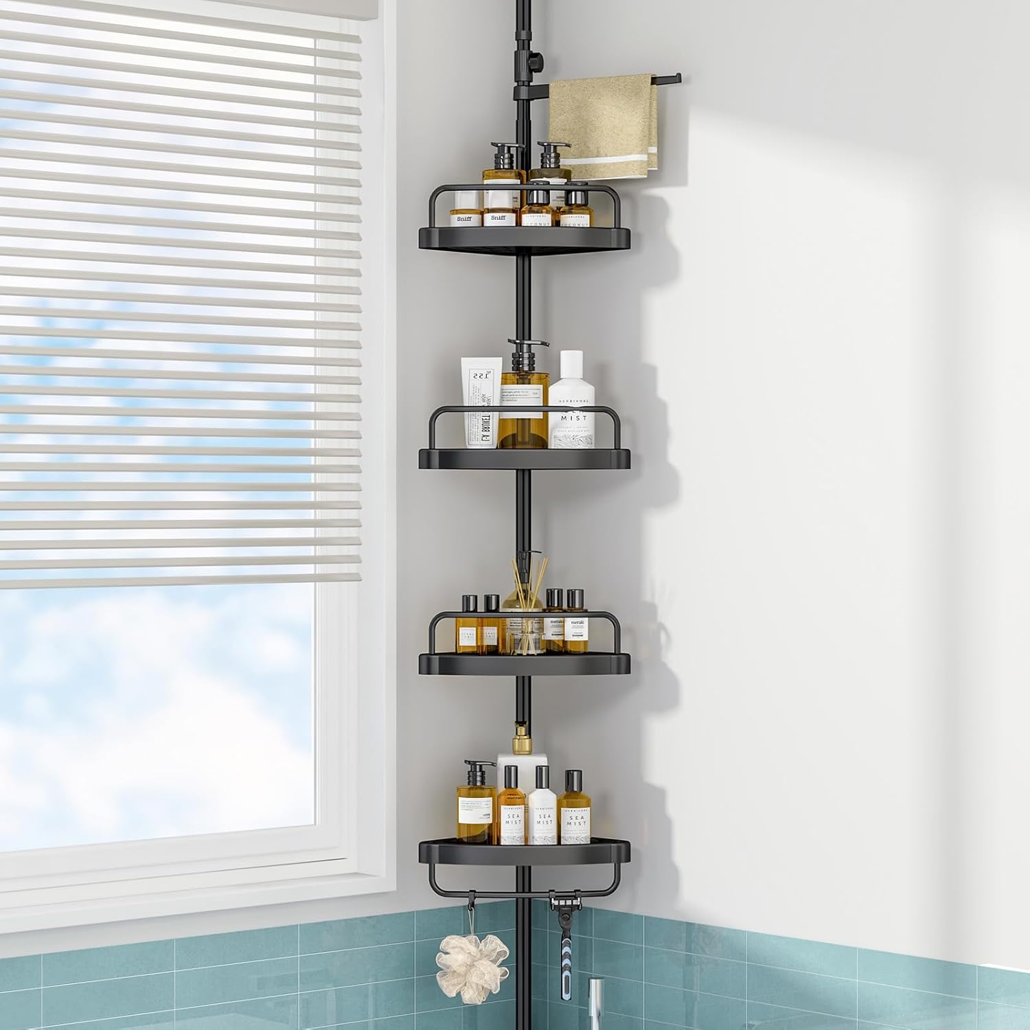 Amazon.com: ATKEEN Corner Shower Caddy Tension Pole: Rustproof Inside ...