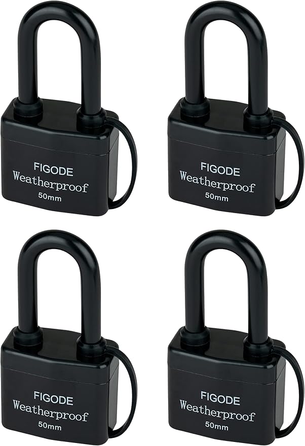 FIGODE® Outdoor Waterproof Padlocks, Covered Heavy Duty Laminated Steel ...