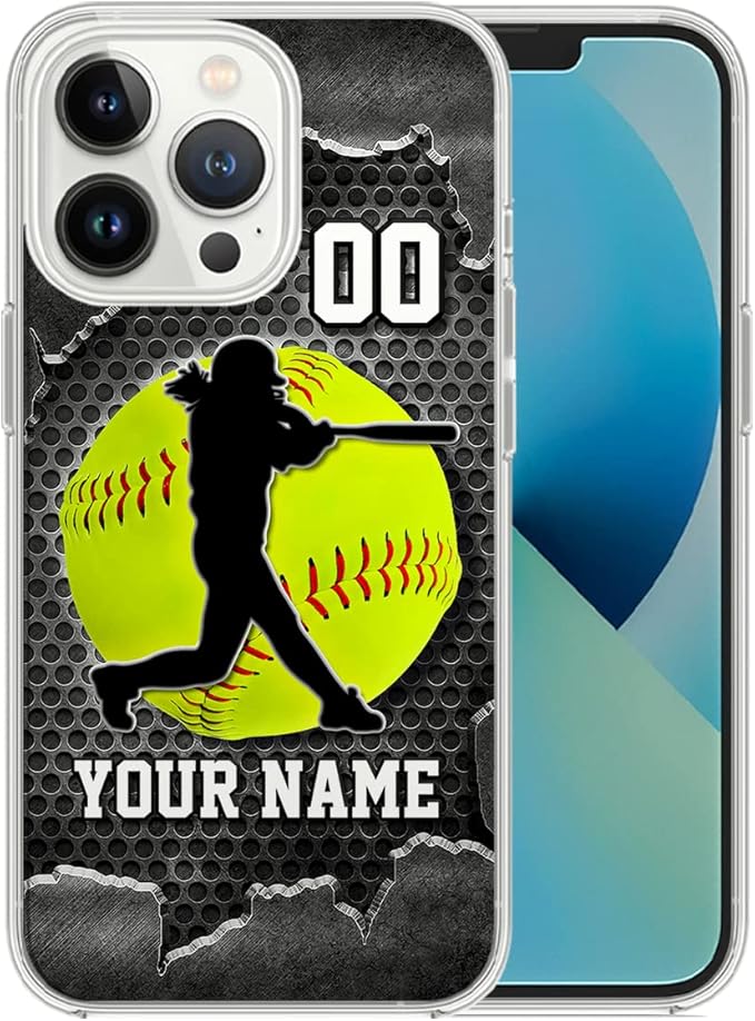 Amazon.com: Personalized Softball Phone Case Custom Name & Number Ball ...