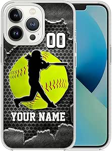 Amazon.com: Somlatic Personalized Softball Phone Case Custom Name ...