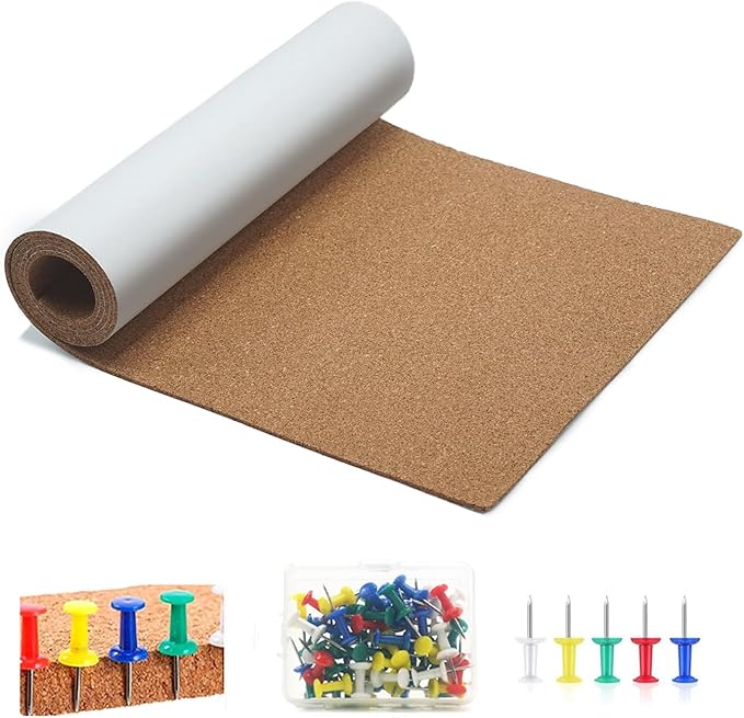 Amazon.com - Self-Adhesive Backed Cork Roll ， Cork Board Sheet Paper ...