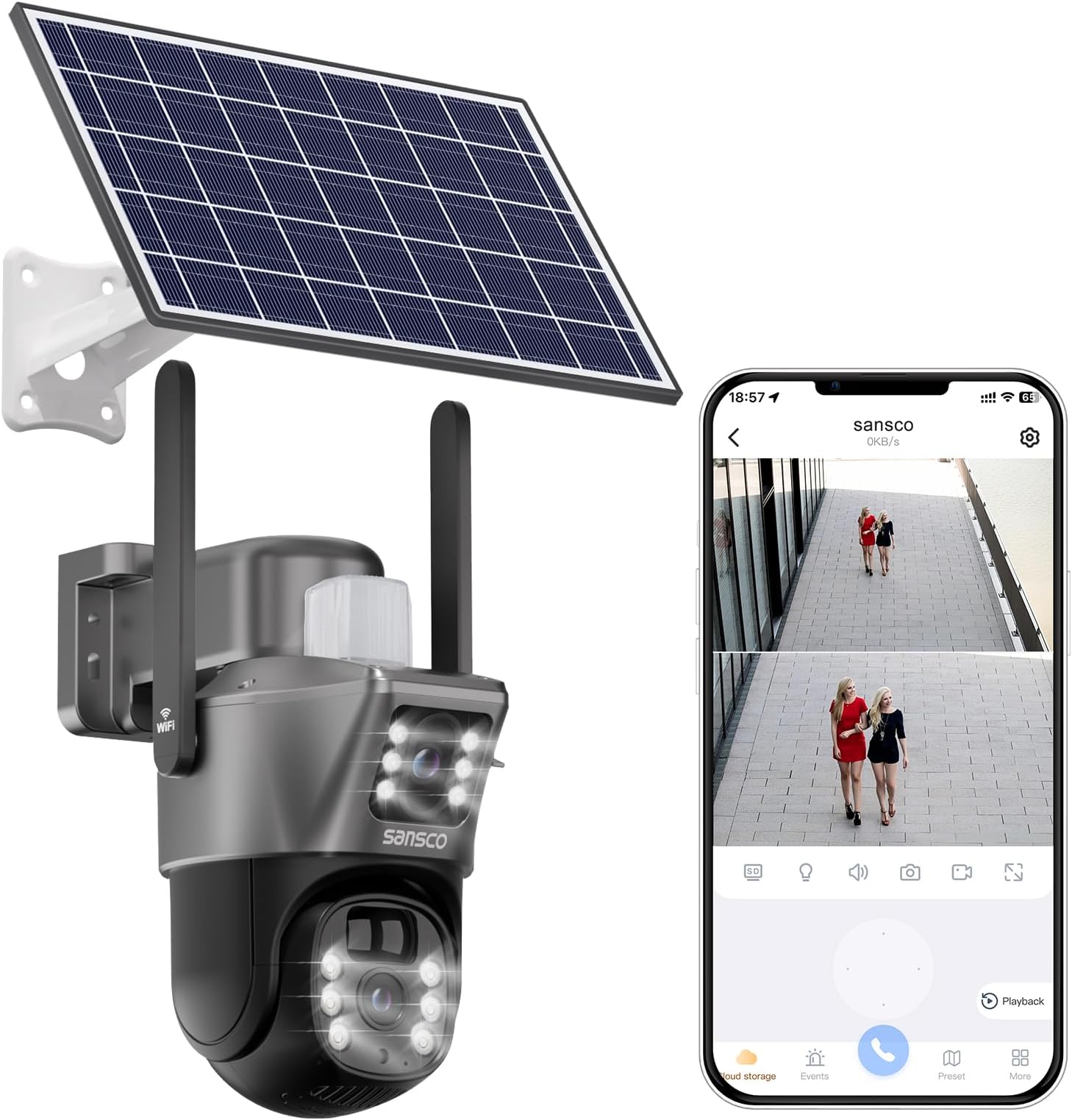 Amazon.com : SANSCO 4MP Wireless Solar Security Cameras, WiFi Cameras ...