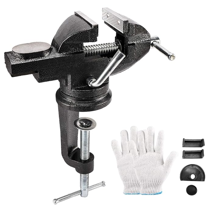 Buy Homtone 65mm Bench Vise Home Table Vise Clamp-On Vise 360 Degrees ...