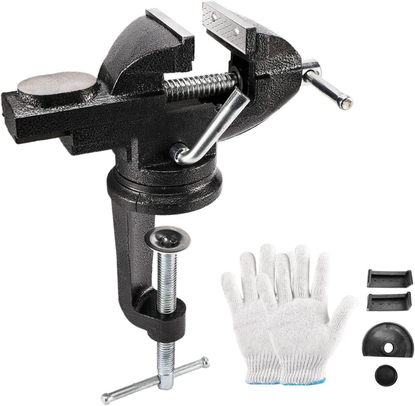 HighFree 3 Inch Small Bench Vise, Home Table Vise, Clamp-On Vise 360 ...