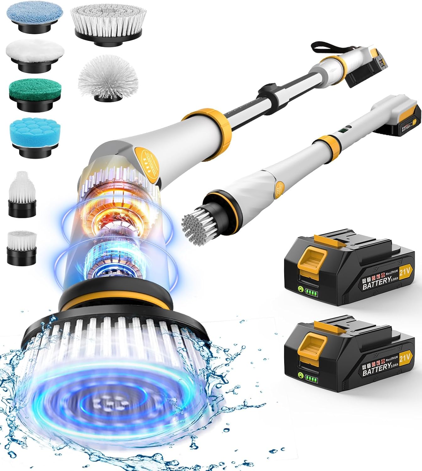 Amazon.com: Zordin 4000mAh Battery Electric Spin Scrubber, 1200 RPM ...