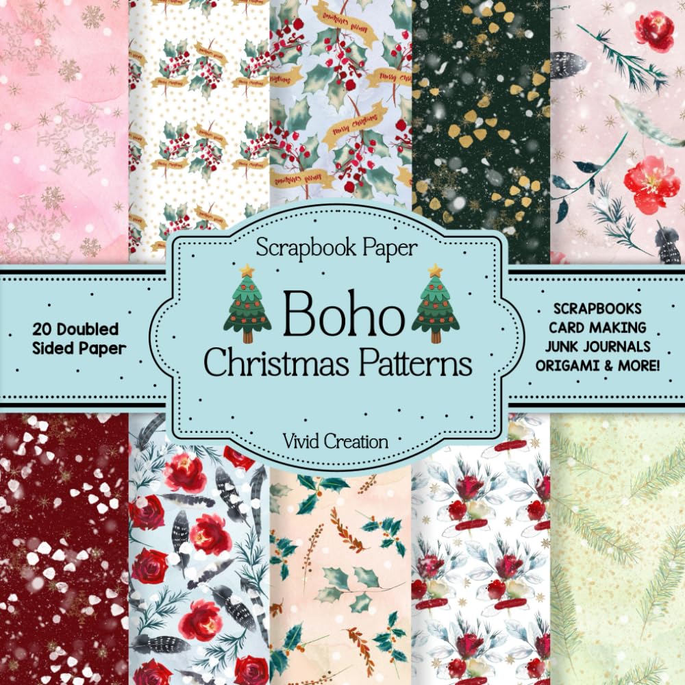 Boho Christmas Patterns Scrapbook Paper: Christmas-themed Scrapbooking ...