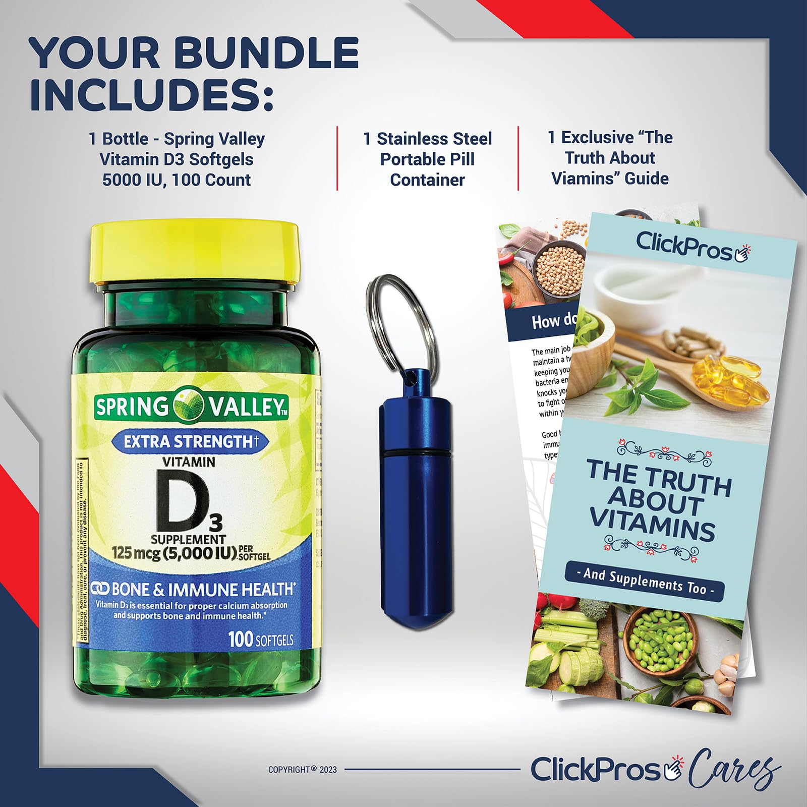 Snapklik.com : Spring Valley Vitamin D3 Softgels, 5000 IU, 100 Count ...