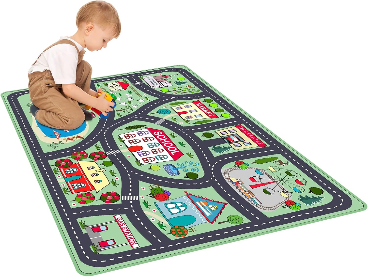 Amazon.com: LTKOUGFAM kids Playmat Car Rug, Kids Play Rugs Town City ...