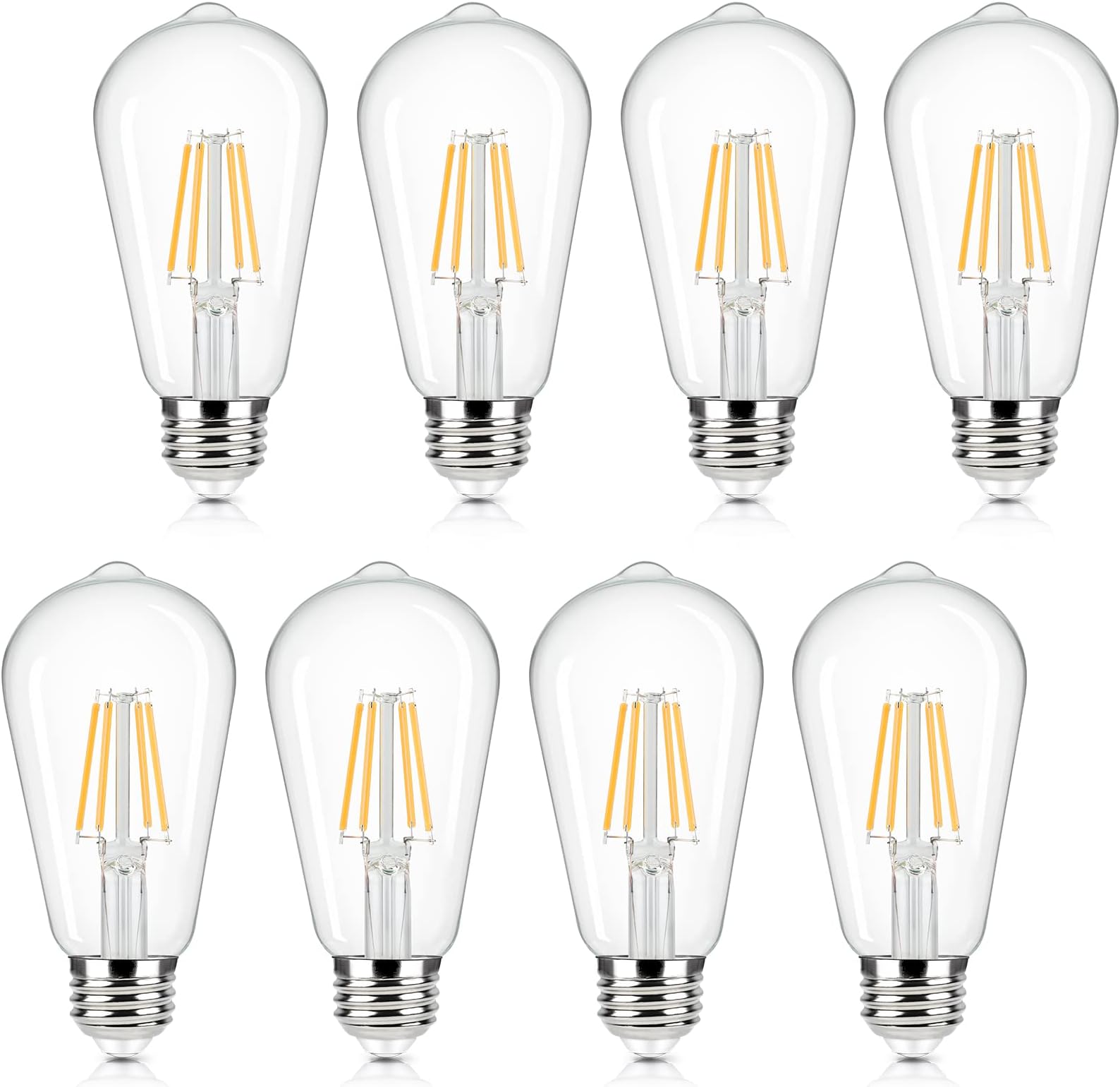 Ascher Vintage LED Edison Bulbs, 6W, Equivalent 60W, High Brightness ...