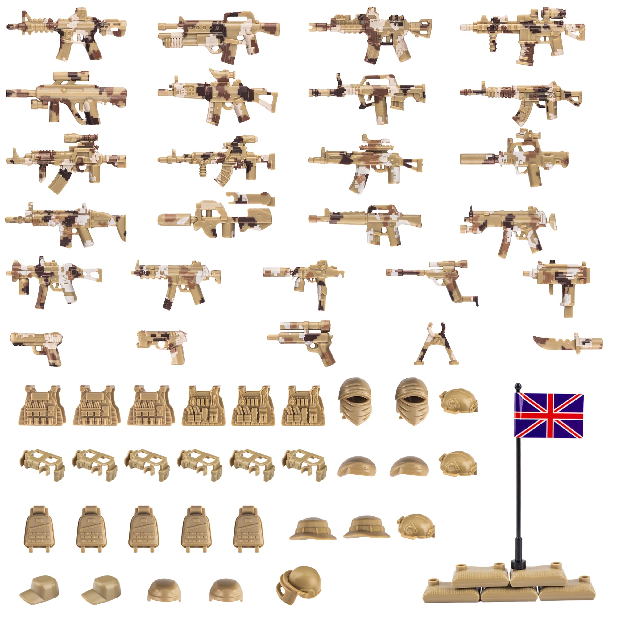 Amazon.com: MaozyHomie 63 Pcs Military Weapons Set Accessories U.K Special Forces Weapons Toys ...