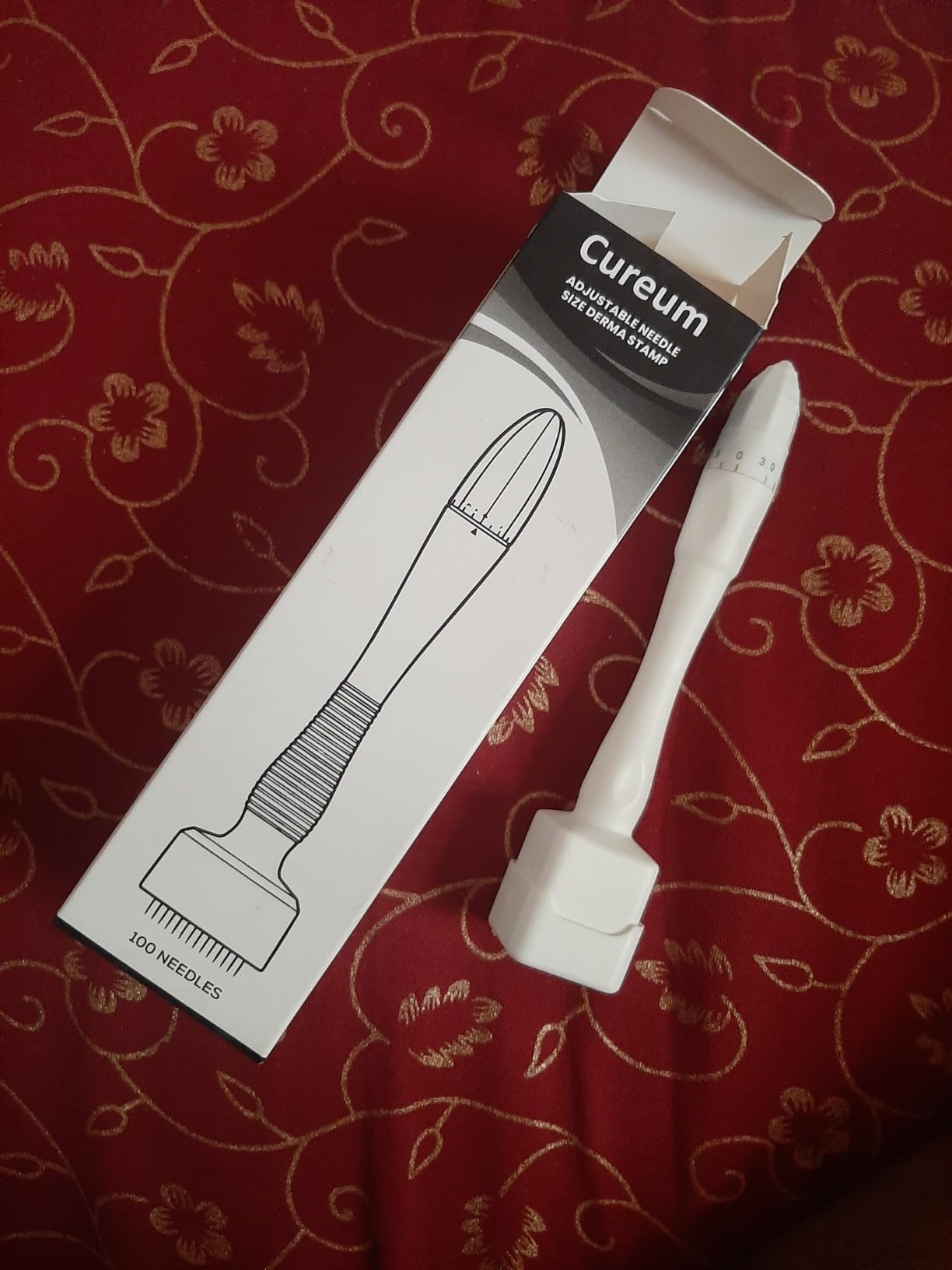 Derma Stamp Cureum 100A Adjustable 0~3mm Titanium micro needles with Disinfectant Spray 100ml I ...