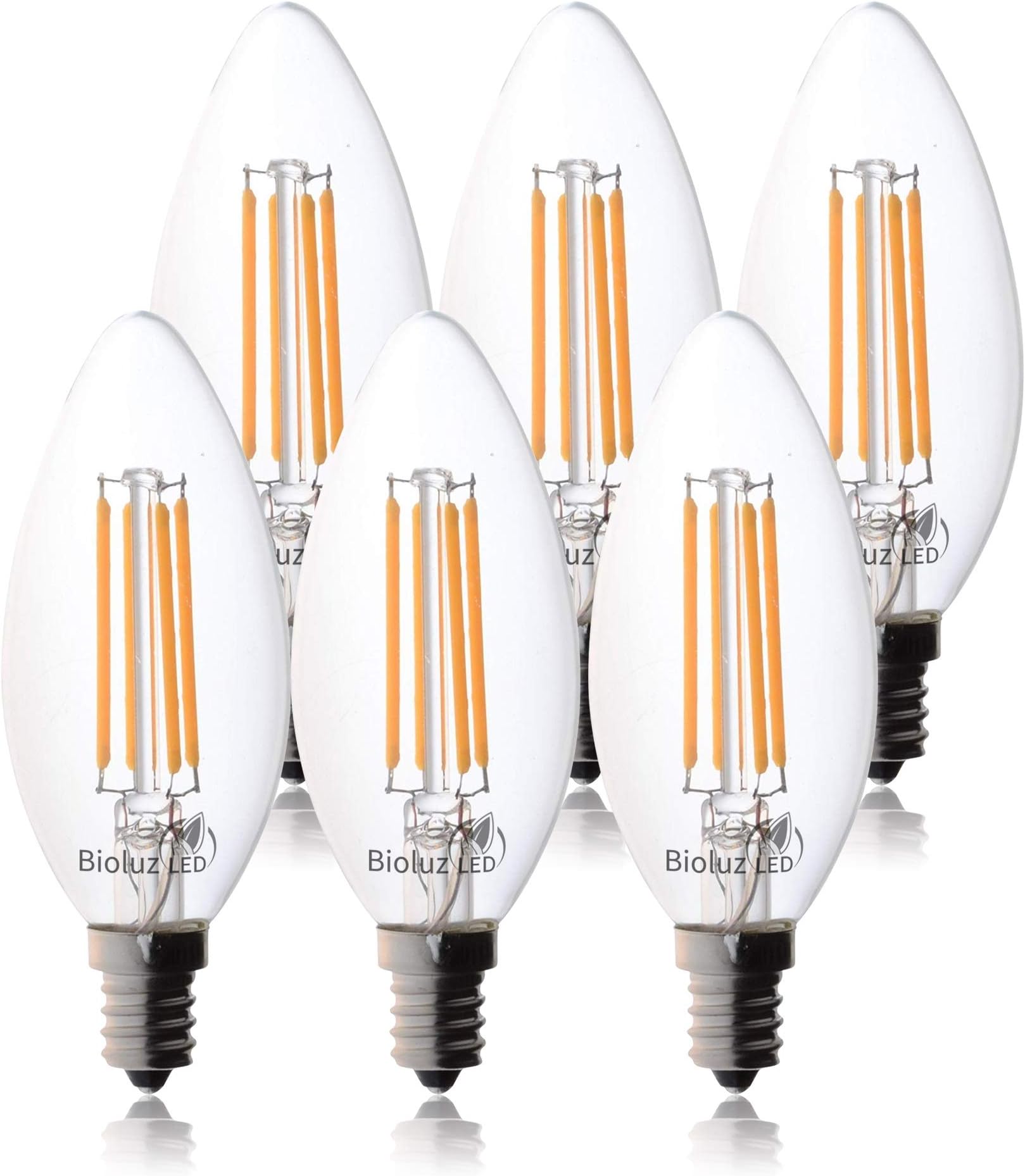 60 Watt Candelabra Bulbs Bioluz LED Dimmable Clear Filament LED Bulbs ...