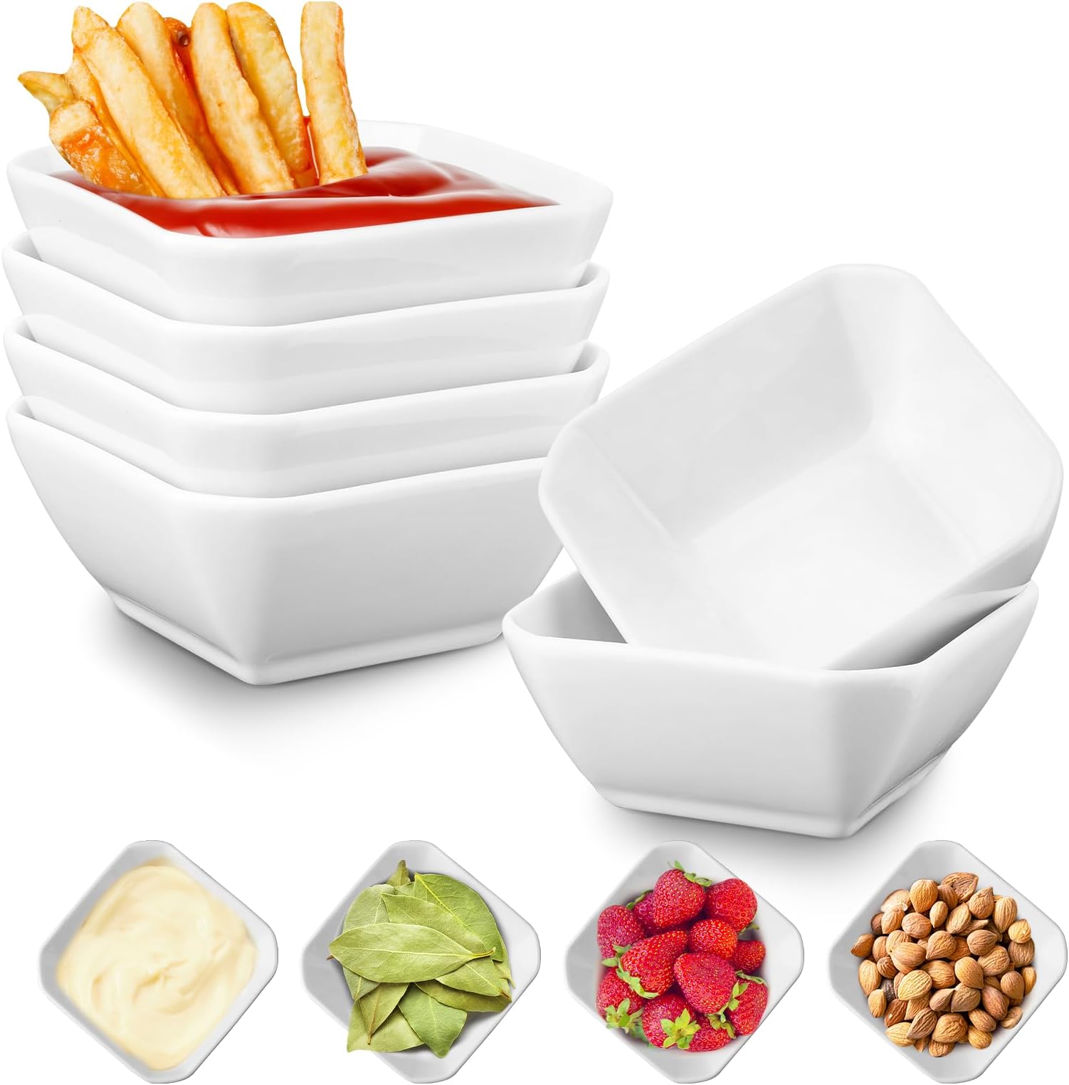 Amazon.com | Mfacoy 6 Pack Soy Sauce Dishes, 3 oz Ceramic Dipping Bowls, Pinch Bowls, Small Dip ...