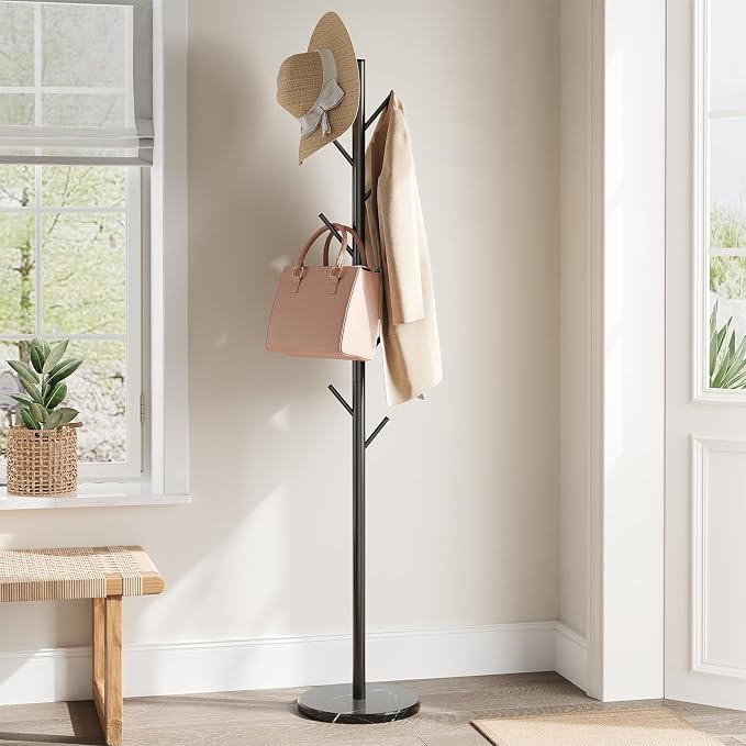 Amazon.com: ELYKEN Coat Rack Freestanding with Natural Marble Base ...