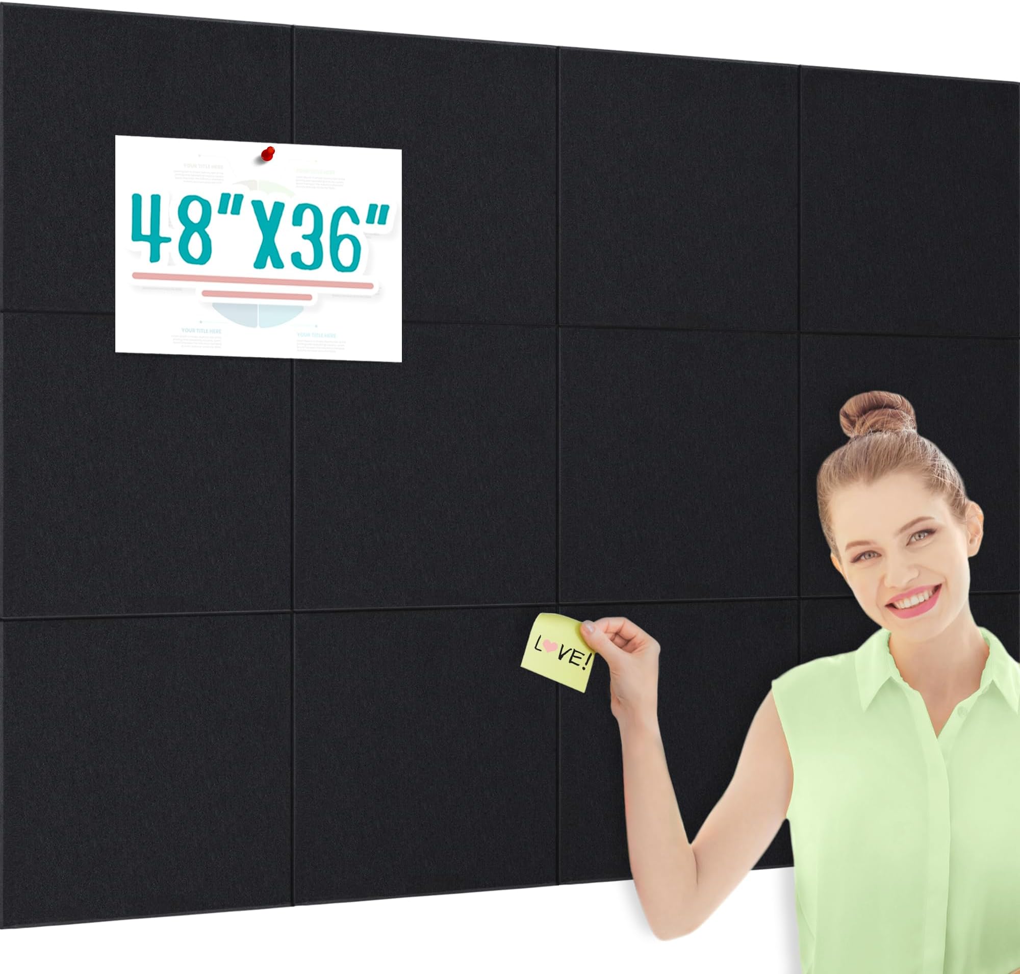 Amazon.com : Large Cork Bulletin Board for Wall 48"x36", 12 Pack Felt ...