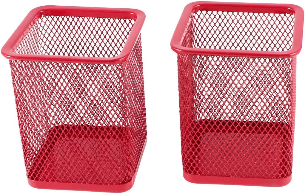 Amazon.com: 2 Pcs Red 8cm x 8cm Square Shape Mesh Design Metal Pen ...