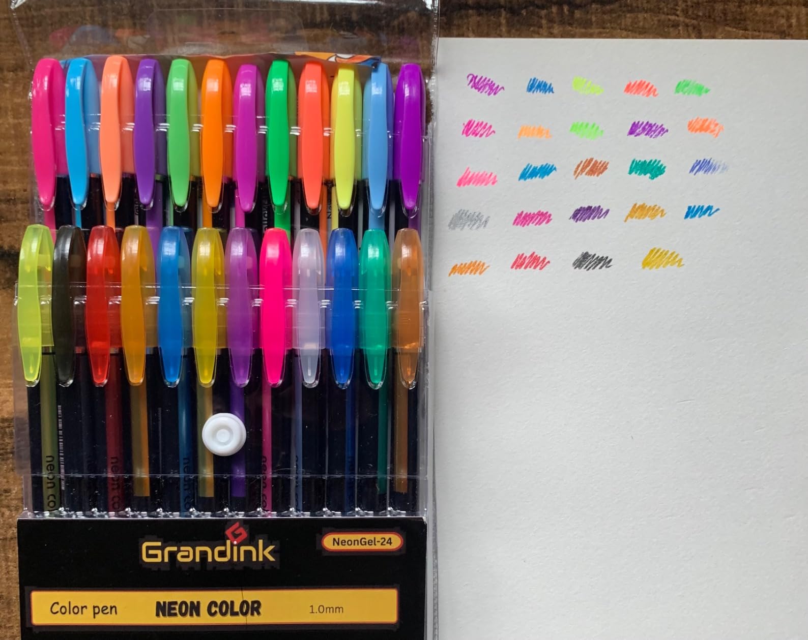 Grandink Neon Gel Pens Set of 24, consisting Fluorescent, Metallic ...