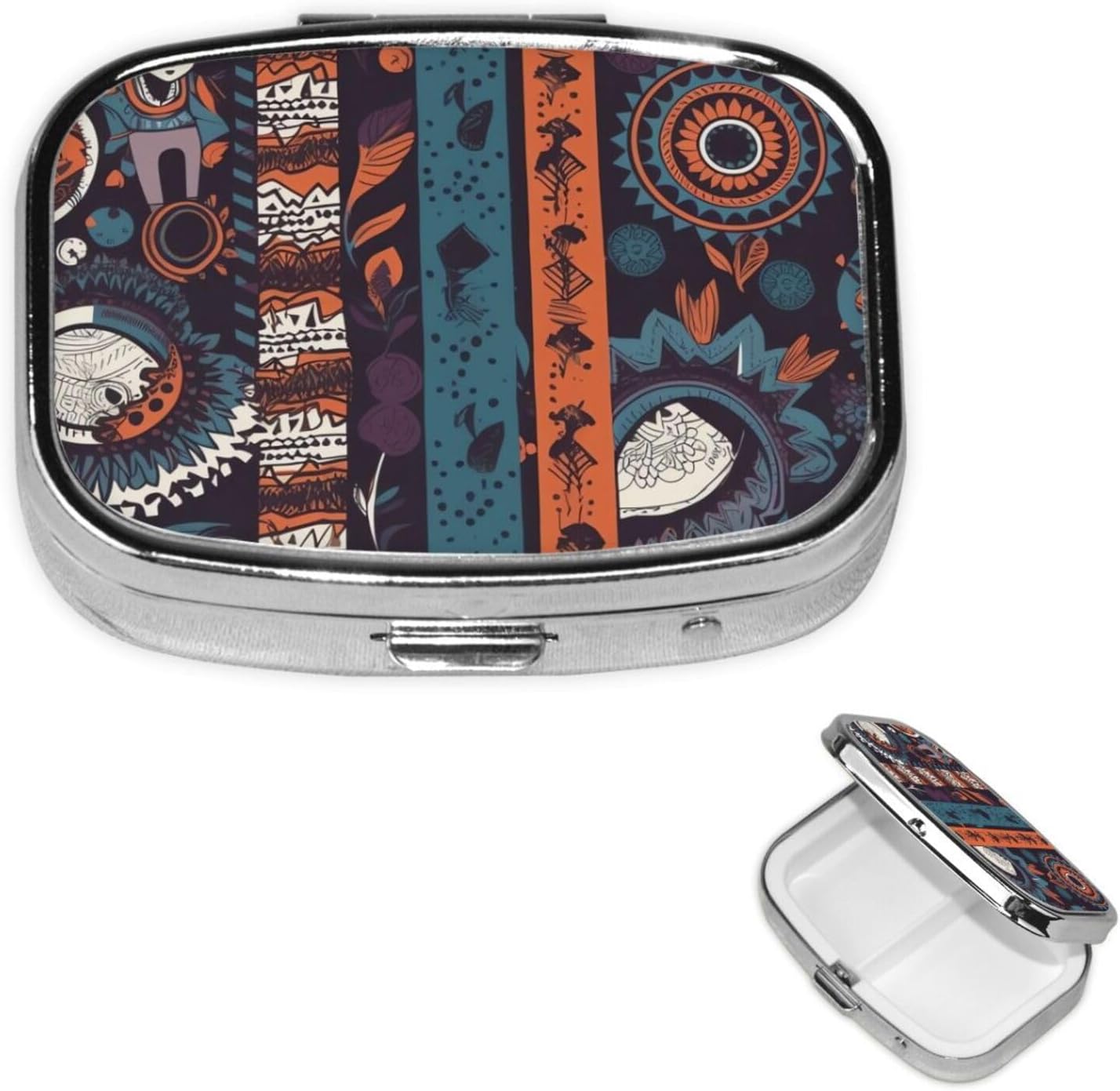 Amazon.com: Pill Box Folk Punk Pattern Pill Case Weekly Pill Organizer ...