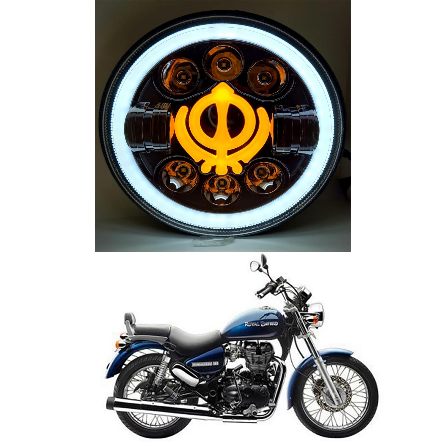 Buy Ascension® 7 Inch Round Headlight H4 Khanda Style with Hi/Low LED ...