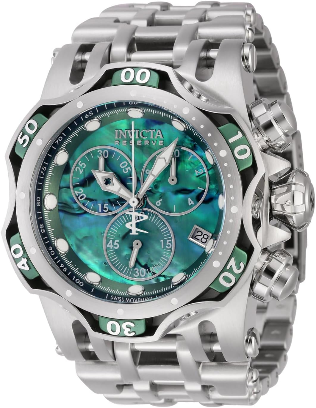 Invicta Reserve Chaos Swiss ETA G10.212 Men's Abalone Dial 54mm Steel ...