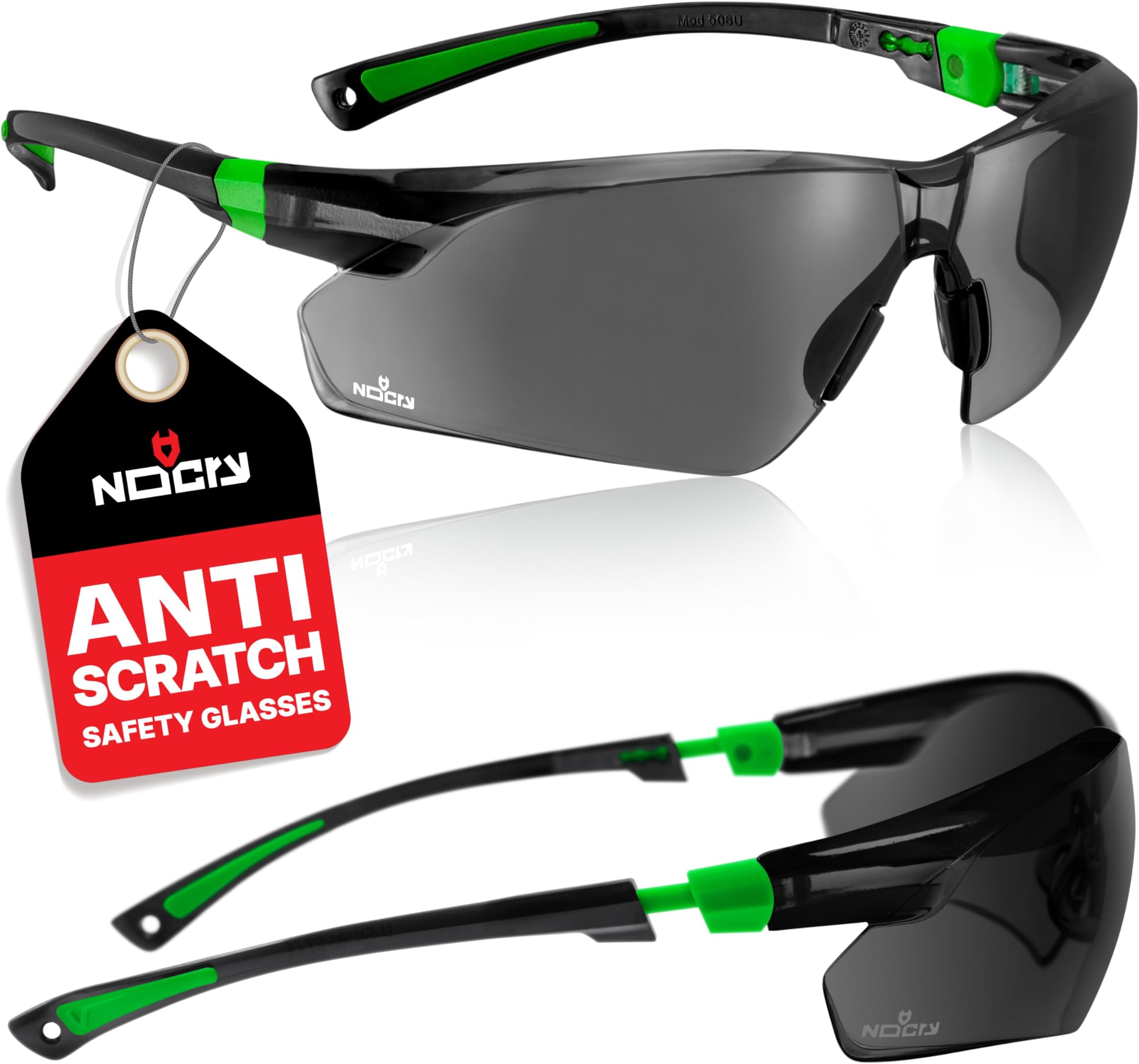 NoCry Work and Sports Safety Sunglasses with Green Tinted Scratch ...