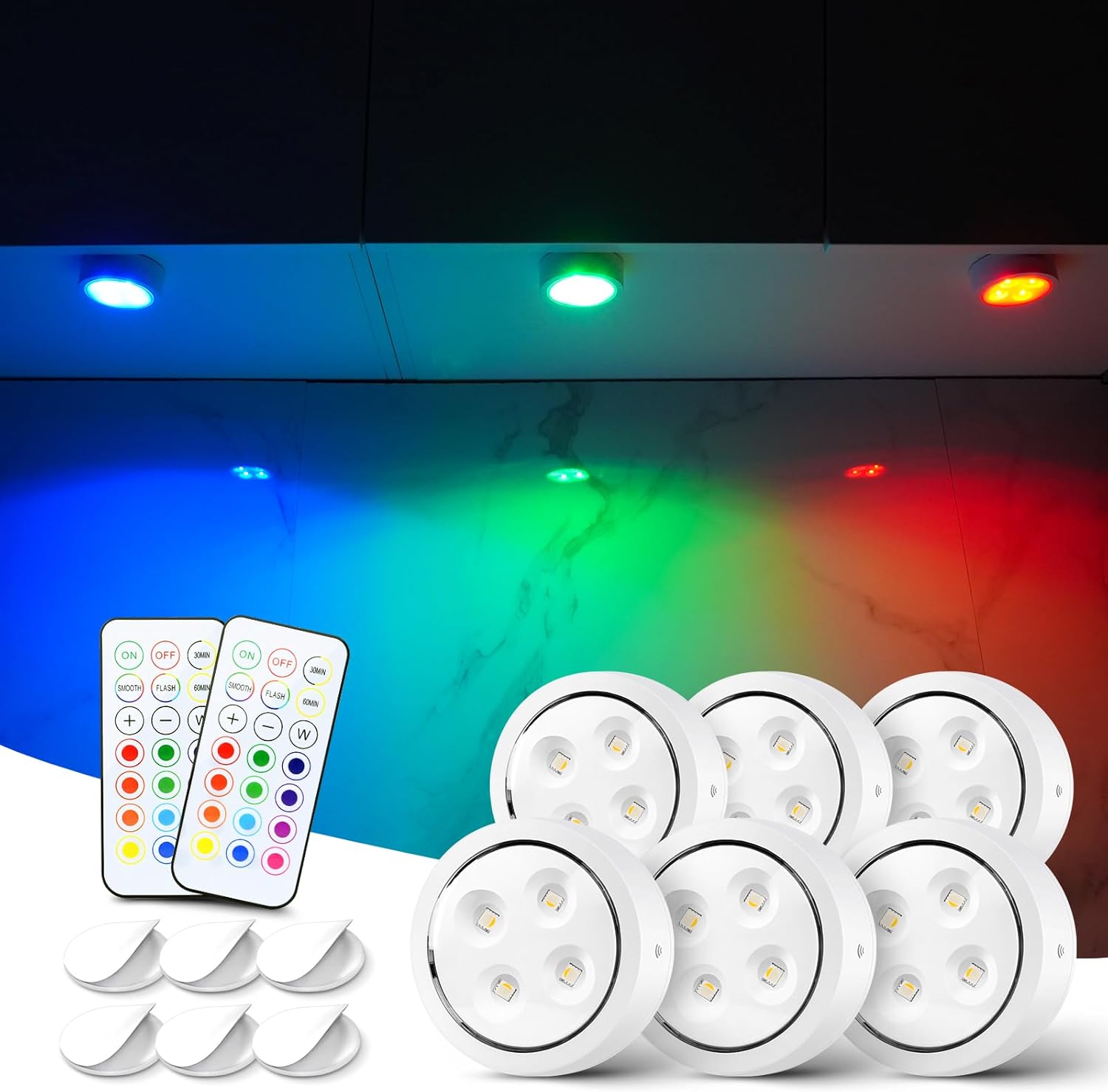 swesara Push Lights with Remote Puck Lighting Battery Operated Tap ...