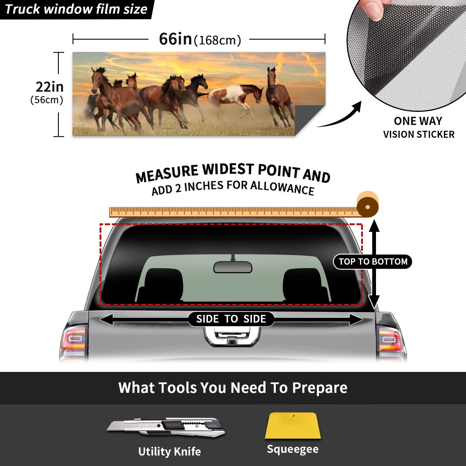 Pickup Truck Rear Window Decals Oil Painting Wolf Hipster Rear Window