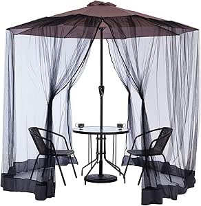 Amazon.com : 9FT-11FT Patio Table Umbrella Mosquito Netting, Patio ...