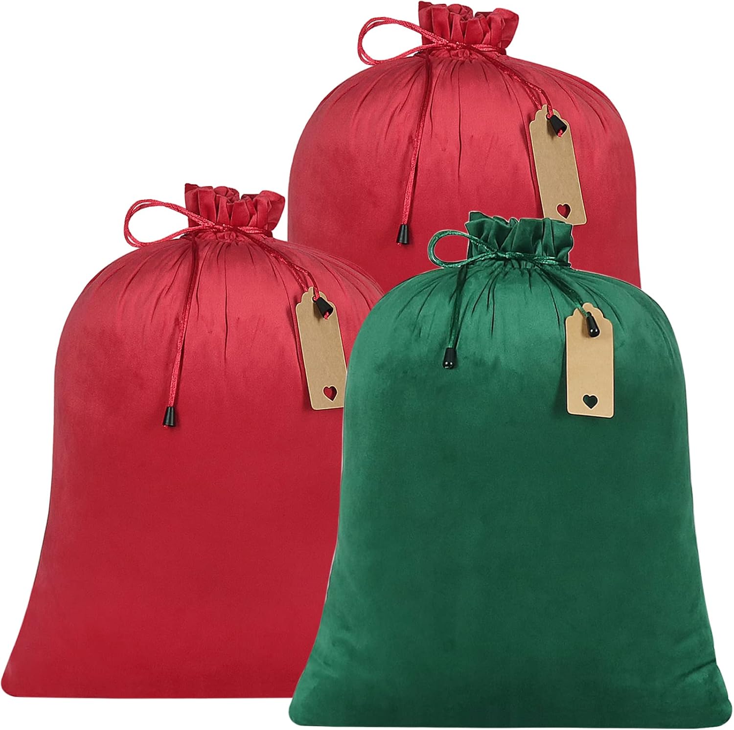 Amazon.com: Shintop 3 Pcs Velvet Santa Gift Sack, 16.1x19.8inch ...