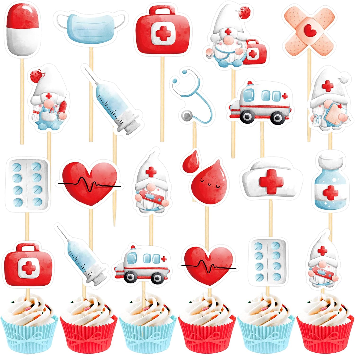 Amazon.com: 48PCS Nurse Cupcake Toppers Nursing School Graduation ...