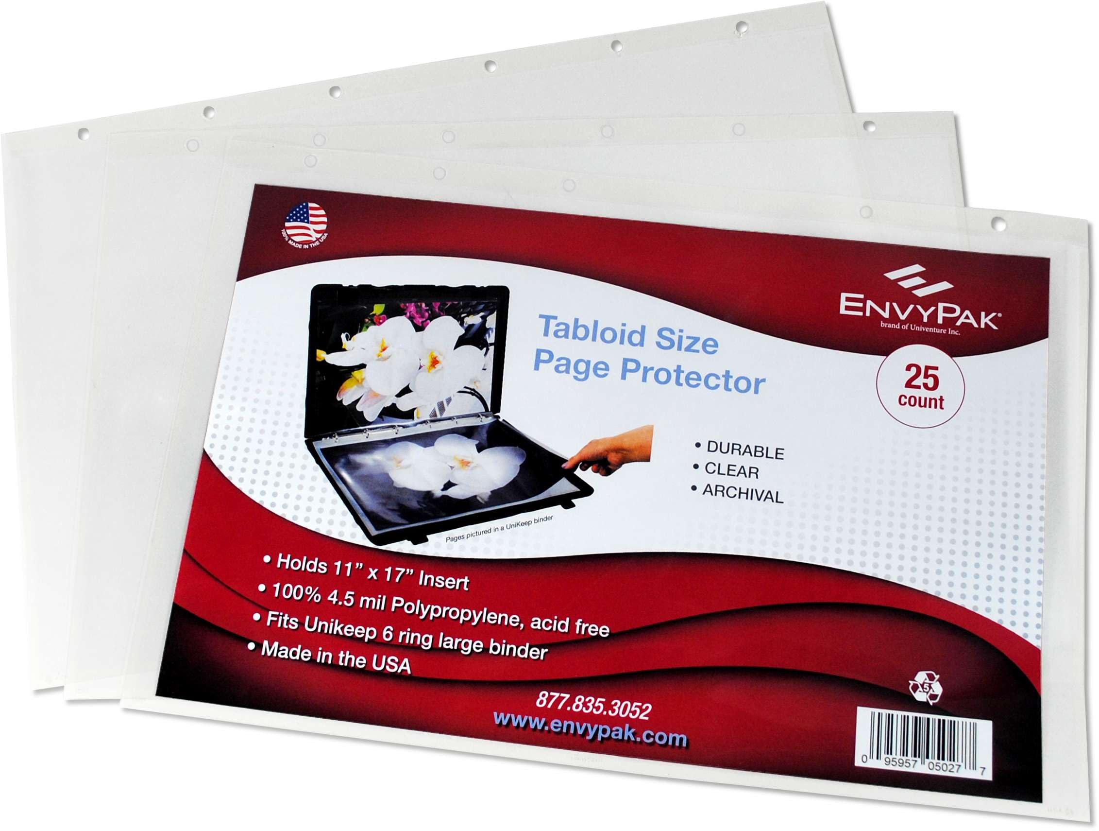 Amazon.com : EnvyPak Tabloid Page Protectors, 6 Hole Punched (Large ...