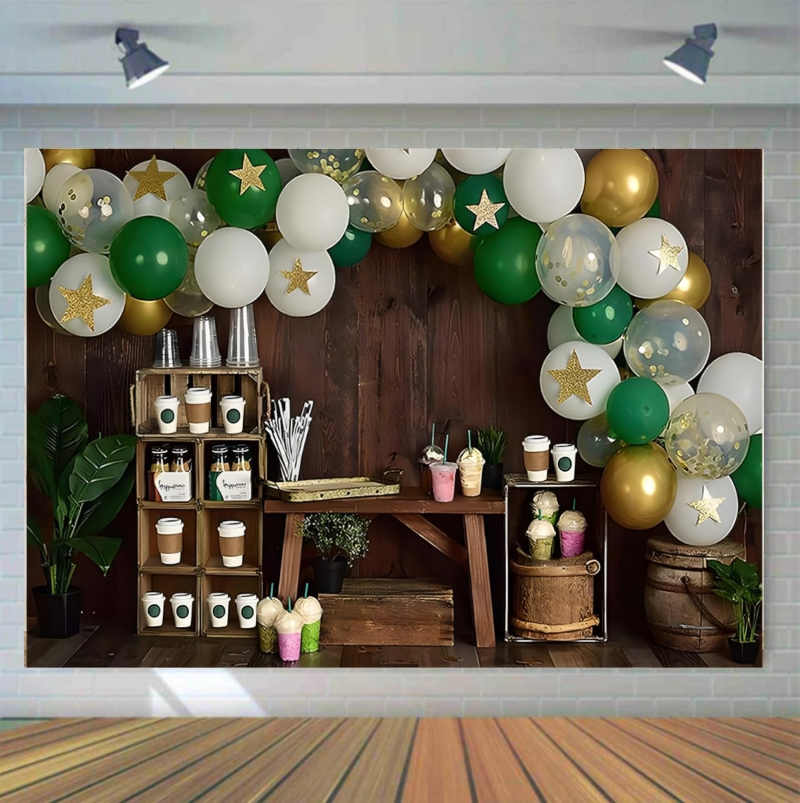 Amazon.com : CSFOTO 4x4ft Cartoon Coffee Shop Backdrop for Party ...