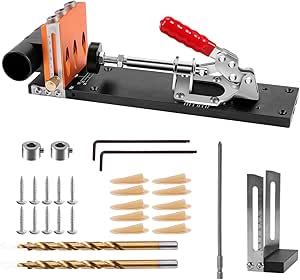 Upgraded Pocket Hole Jig Tool Kit, Adjustable & Easy to Use Pocket Hole ...