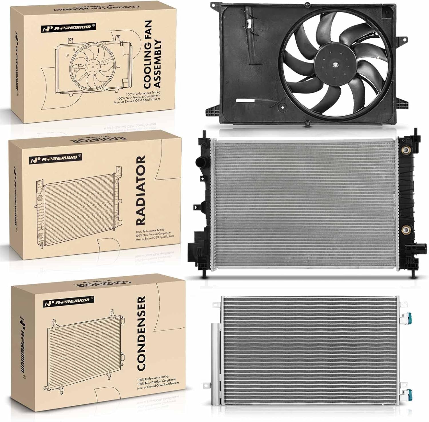 Amazon.com: A-Premium Engine Coolant Radiator & A/C Condenser & Cooling ...