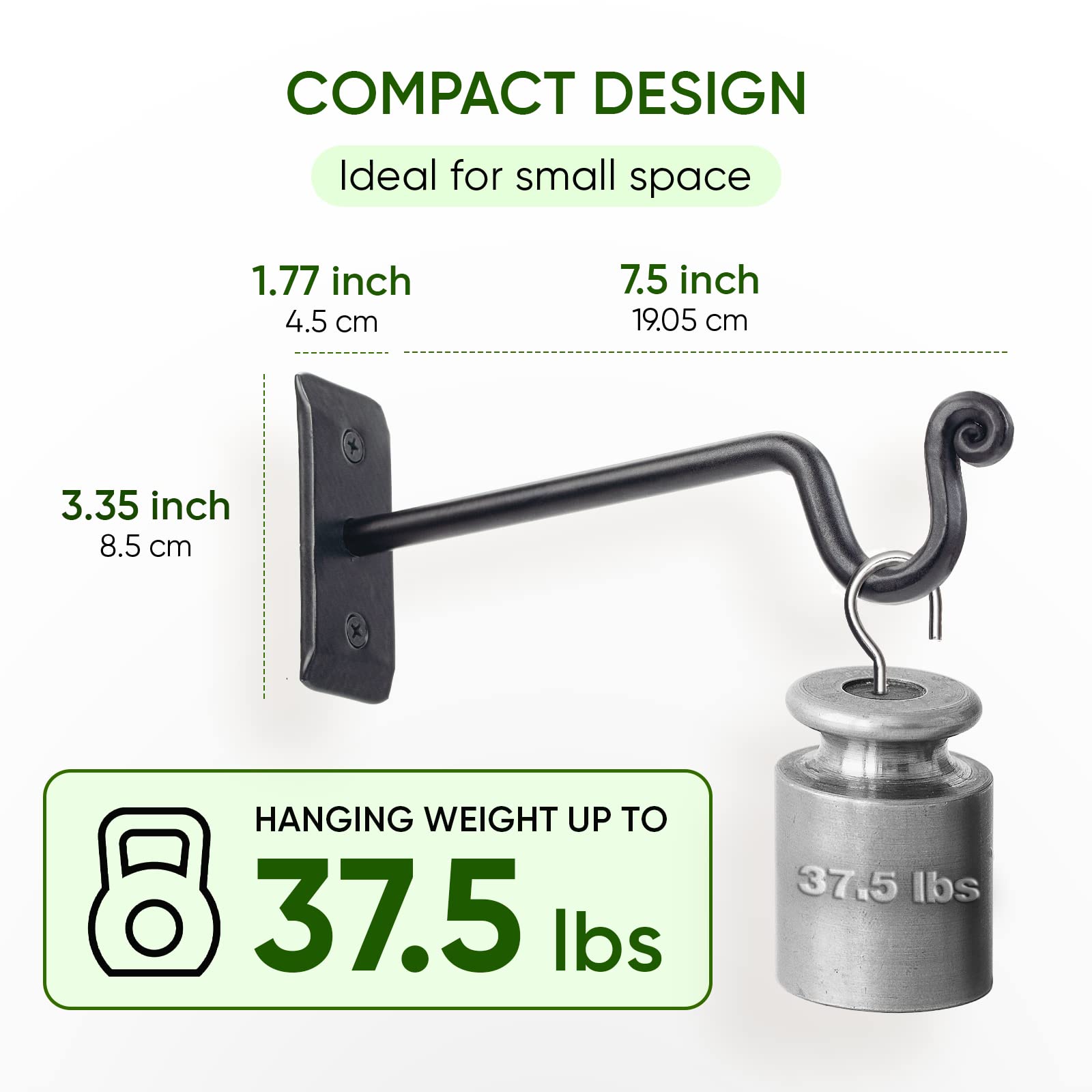 Snapklik.com : Idzo Black Plant Hooks For Wall 7.5 Inch, Hanging ...