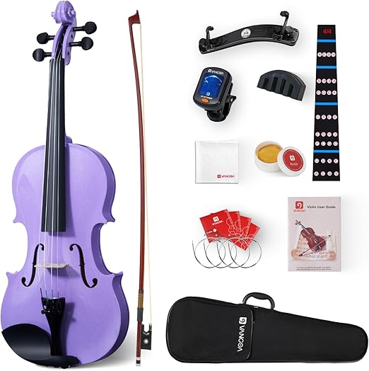 Amazon.com: Vangoa Purple Violin Full Size for Beginner Fiddle Set, 4/4 ...