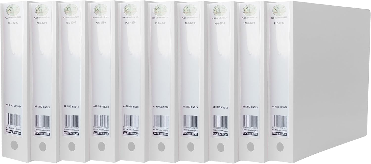 (Pack of 10) A4 Ring Binder File Folder Organiser - 65mm Spine Folder ...