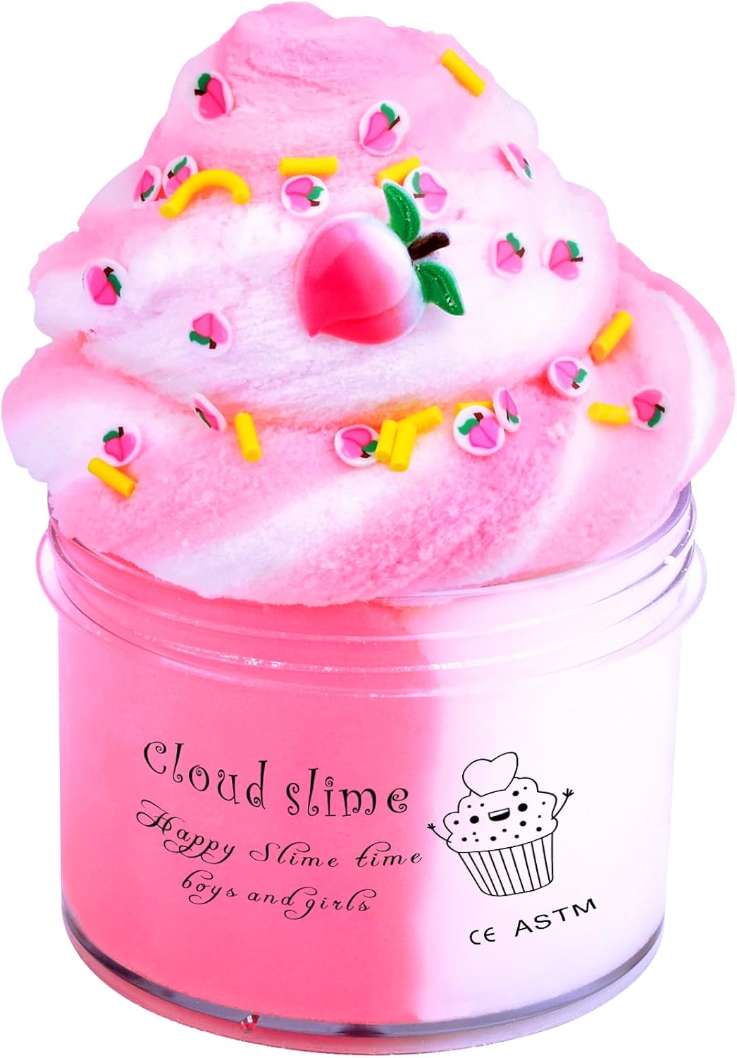 Fluffy Cute Pink Peach Slime, Super Soft and Non-Sticky Cloud Slime ...