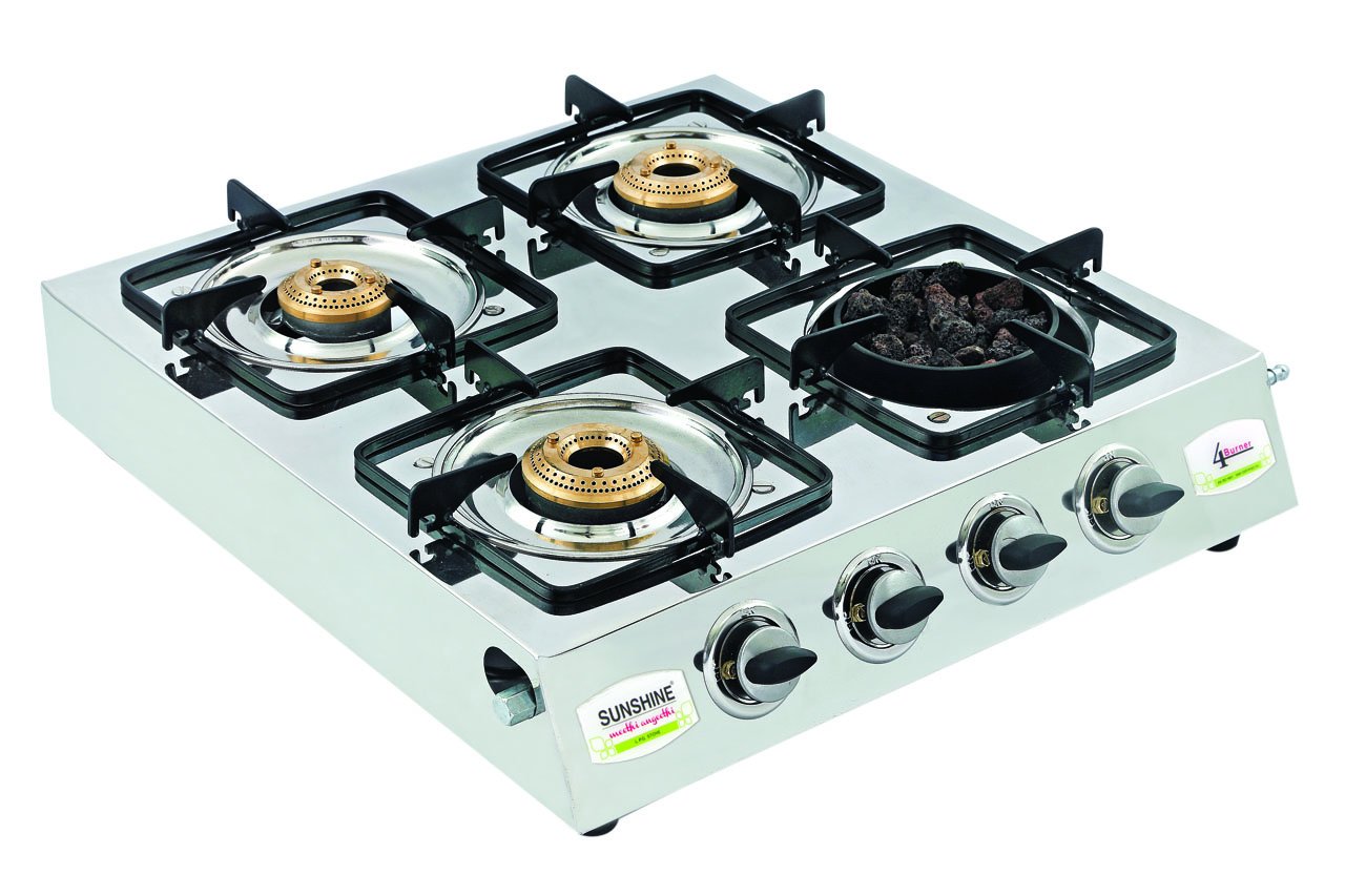 Sunshine Meethi Angeethi 4 Burner Gas Stove Manual Ignition (Stainless ...