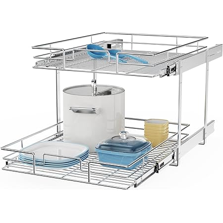 Amazon.com: DINDON 2 Tier Pull Out Cabinet Organizer(20" W X 21" D ...