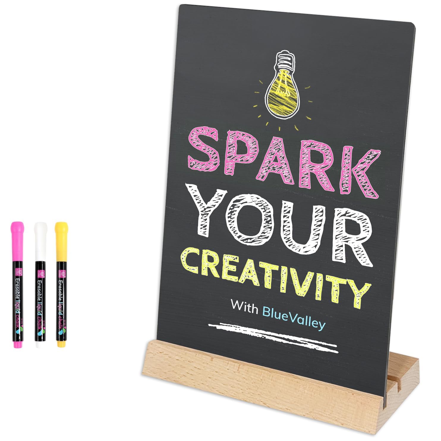 Small Tabletop Chalkboard Sign Menu Chalkboard with Wood Base, 8.5 x 11 ...